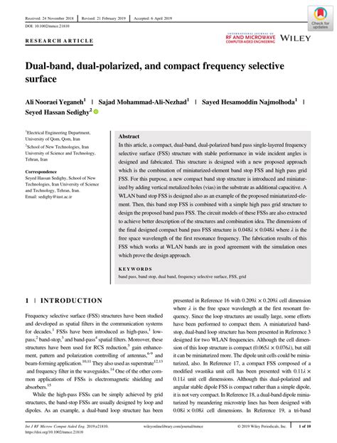 Pdf Dual‐band Dual‐polarized And Compact Frequency Selective Surface