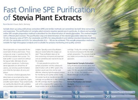 Fast Online Spe Purification Of Stevia Plant Extracts