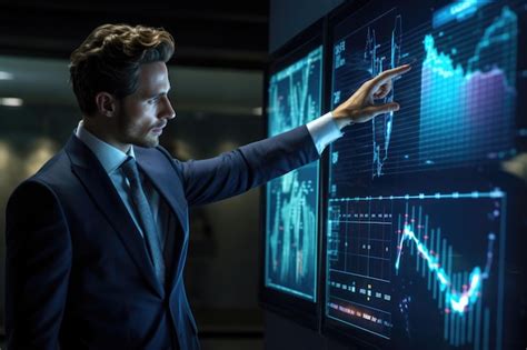 Premium Photo Businessman Pointing Screen Trading Data Analysis