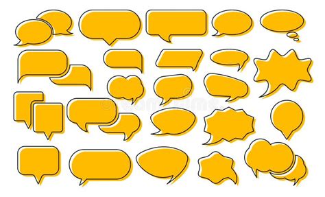 Set Of Yellow Chat Message Bubbles Vector Icon Communication Icons Talk Bubble Dialog Web