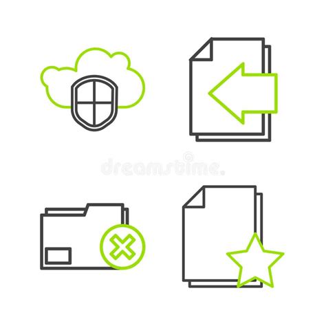 Set Line Document With Star Delete Folder Next Page Arrow And Cloud