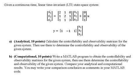 Solved Given A Continuous Time Linear Time Invariant Lti