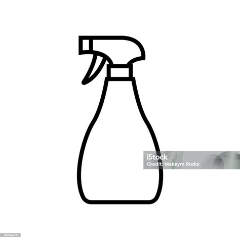 스프레이 보틀 라인 아이콘 흰색 배경에 격리 된 벡터 윤곽 로고 가사 집안일에 대한 스톡 벡터 아트 및 기타 이미지 가사