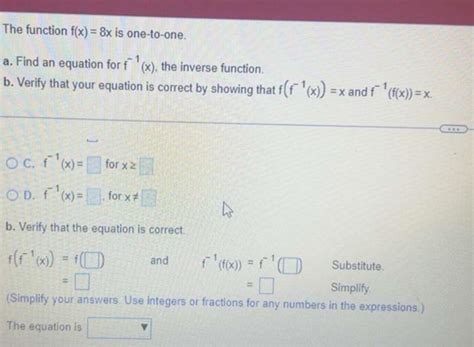 solved the function f x 8x is one to one a find an