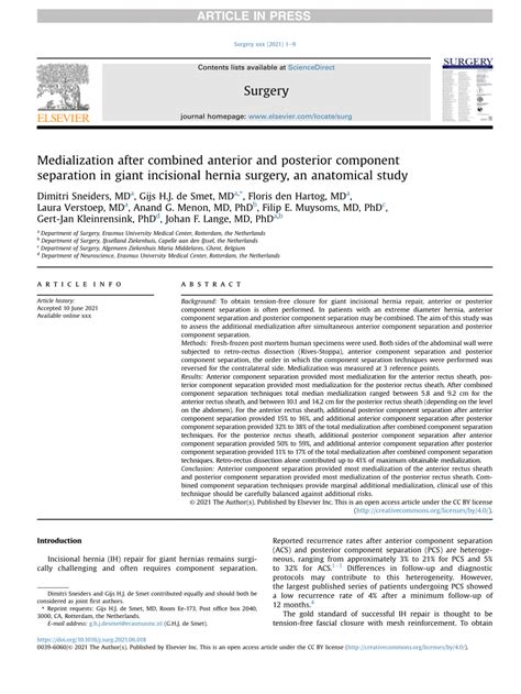 Pdf Medialization After Combined Anterior And Posterior Component Separation In Giant