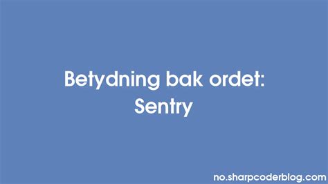 Betydning Bak Ordet Sentry Sharp Coder Blog