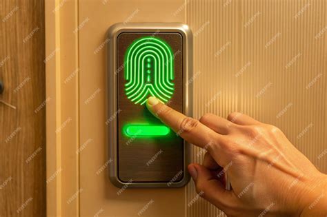A Digital Illustration Of A Fingerprint Sensor On A Door Lock Premium Ai Generated Image