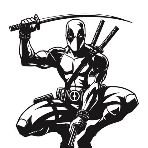Free Deadpool Svg Black And White Svg Vector File For Laser Cutting