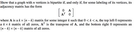 Solved Show That A Graph With N Vertices Is Bipartite If And Chegg