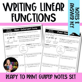 Writing Linear Functions Guided Notes By Hello Algebra TPT