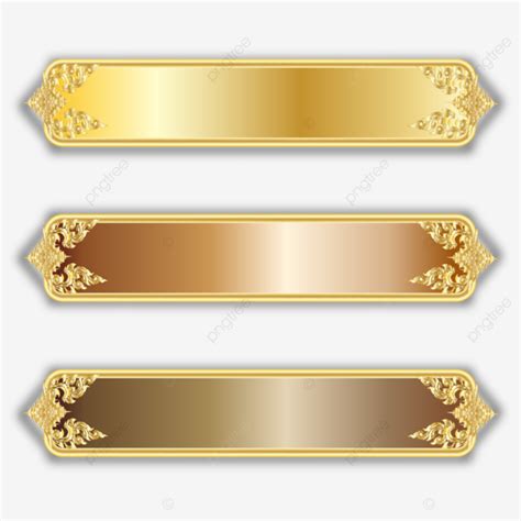 ดาวน์โหลดแท็ก รูปเวกเตอร์เส้นขอบข้อความกรอบลายไทยสีทองหรูหราย้อนยุคบนพื้นหลังใส Png