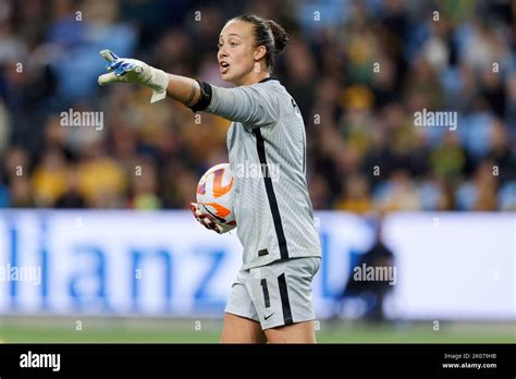 Sydney Australia September 6 Kailen Sheridan Of Canada Communicates With Her Team During The