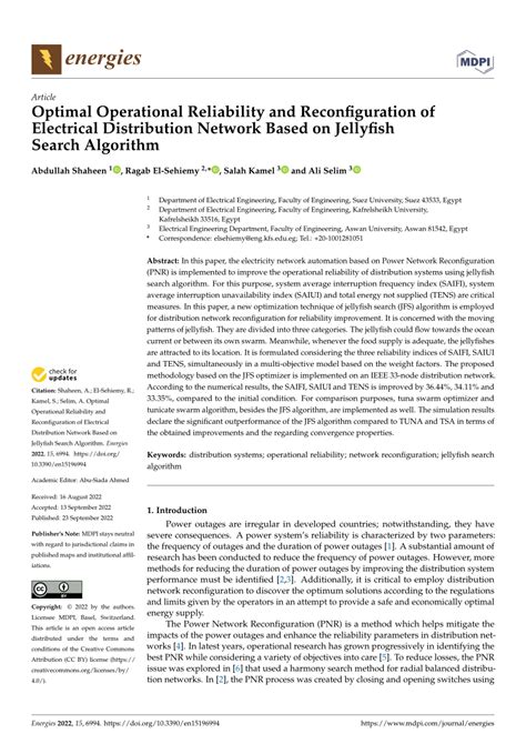 Pdf Optimal Operational Reliability And Reconfiguration Of Electrical