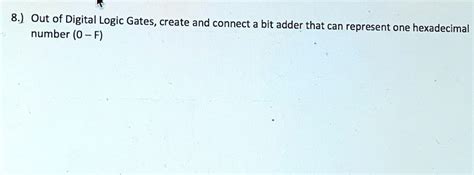 SOLVED 8 Out Of Digital Logic Gates Create And Connect A Bit Adder That Can Represent One