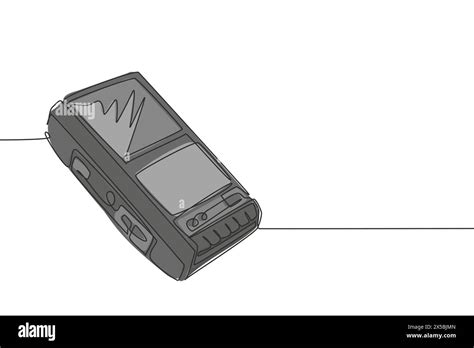 One Continuous Line Drawing Of Retro Old Classic Analog Portable Cassette Tape Recorder Vintage