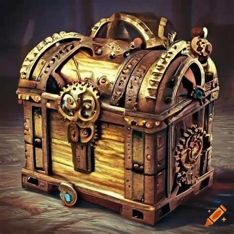 Steampunk Treasure Chest Filled With Gold On Craiyon