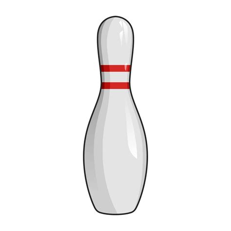 Single Bowling Pin With Red Stripes Icon Realistic Illustration Of