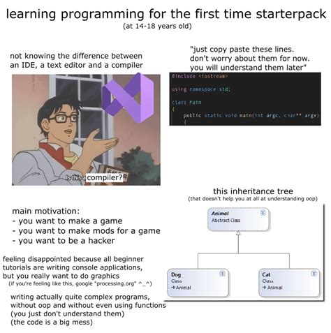 learning programming for the first time starterpack r starterpacks