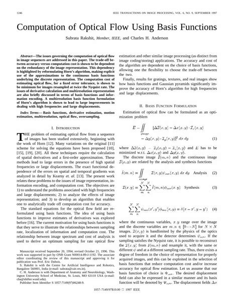 Pdf Computation Of Optical Flow Using Basis Functions Dokumentips