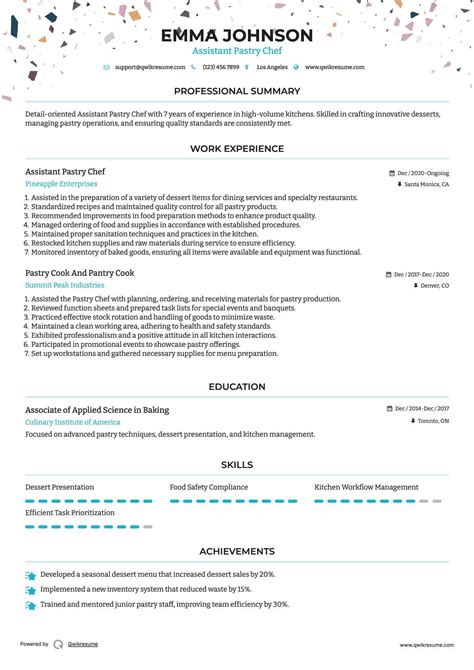 10 Assistant Pastry Chef Resume Samples And Templates For 2025