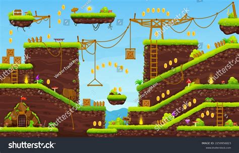2d Arcade Game Level Cartoon Map Stock Vector Royalty Free 2259956823 Shutterstock