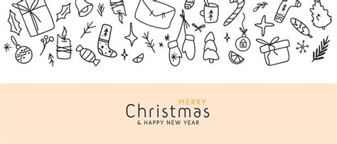 수평 테두리 장식 메리 크리스마스 새해 복 많이 받으세요 손으로 그린 겨울 요소 배너 12월에 대한 스톡 벡터 아트 및 기타 이미지 12월 12월 31일 검은색
