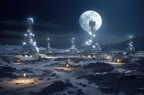 Communication Array For Connecting Lunar Base To Earth Stock