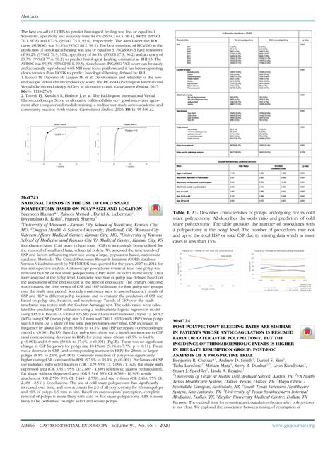 Pdf Mo1724 Post Polypectomy Bleeding Rates Are Similiar In Patients
