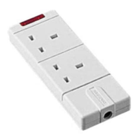 13Amp 2 Gang Trailing Socket White Twin Extension Socket With Neon