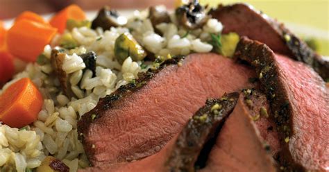 Grilled Flat Iron Steaks With Pistachio Mushroom Rice Beef Loving Texans Beef Loving Texans