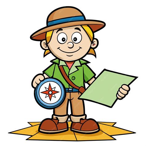 A Cartoon Character Holding A Compass And A Paper With A Person Holding A Compass Premium Ai