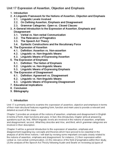 Unit 17 Expression Of Assertion Pdf Part Of Speech Question