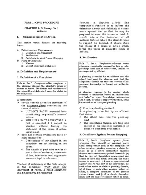 Civ Pro Chapter 1 Pdf Deposition Law Pleading