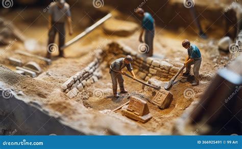 Miniature Construction Workers Installing Computer Ram Stock Image