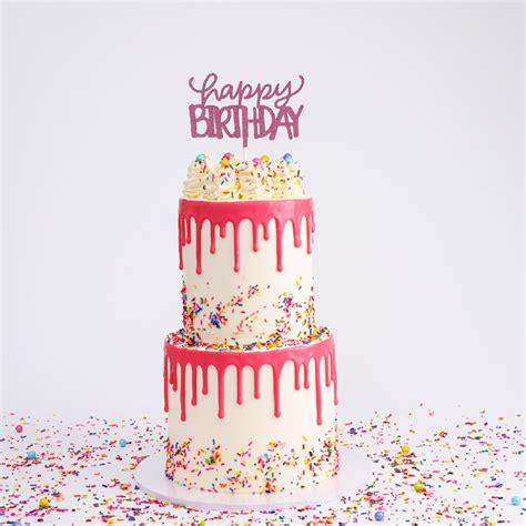 2 Tier Confetti Birthday Drip Cake Delivery Los Angeles