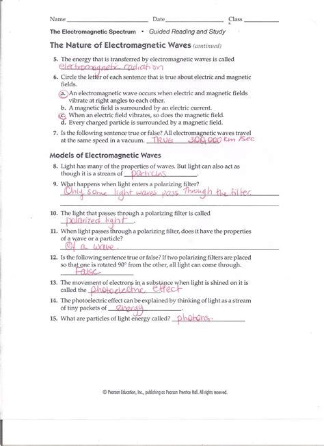 Waves And Electromagnetic Spectrum Worksheet