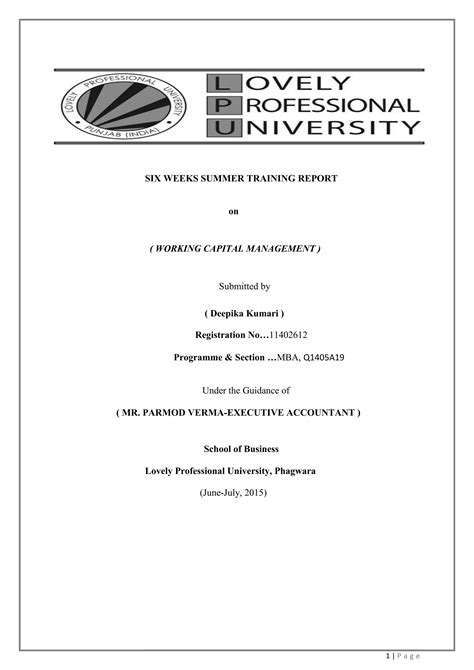 Six Weeks Summer Training Report Pdf