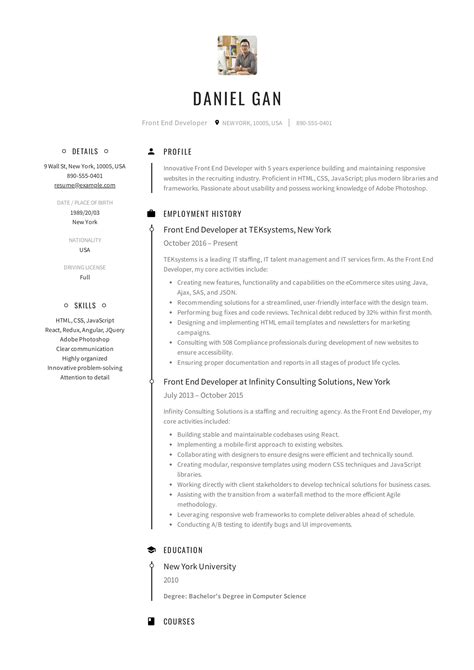 Front End Developer Resume Examples Guide Artofit