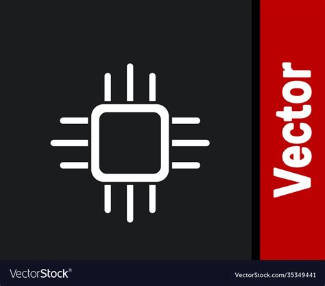White Computer Processor With Microcircuits Cpu Vector Image