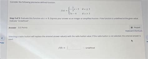 solved consider the following plecewise defined function