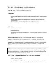 Lab Doc CTS Microcomputer Operating Systems Lab Linux Command Line Interface