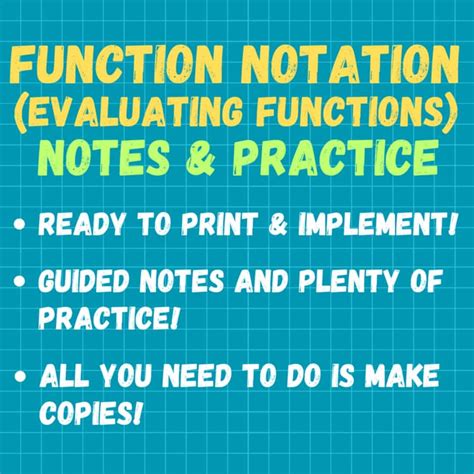 Function Notation Evaluating Functions Guided Notes And Practice And Quizzes