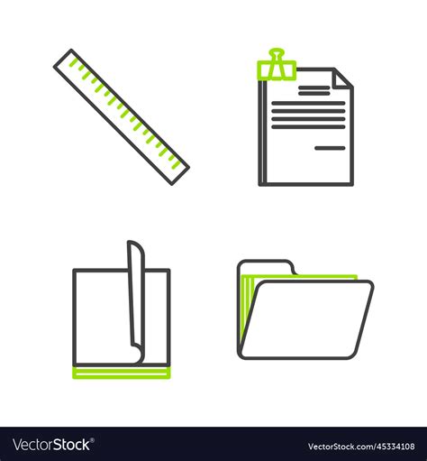 Set Line Document Folder File Document Royalty Free Vector