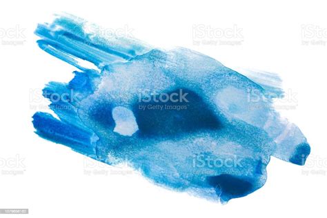 흰색 배경에 고립 된 종이 텍스처와 블루 수채화 얼룩 손 그리기 그리기에 대한 스톡 사진 및 기타 이미지 그리기 디자인 물 Istock