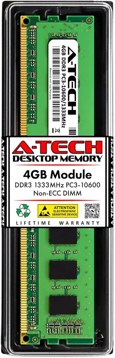 حافظه رایانه رومیزی A Tech Ram 4gb Ddr3 1333 Mhz Pc3 10600 Dimm ماژول
