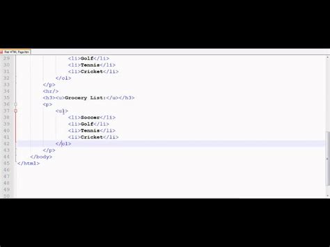 Html Tutorial 3 Ordered And Unordered Lists Youtube