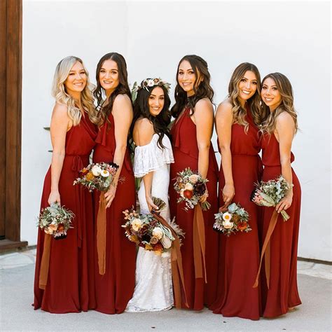 Burgundy Cherry And Scarlet 36 Ways To Style Red Bridesmaids Dresses Wedport