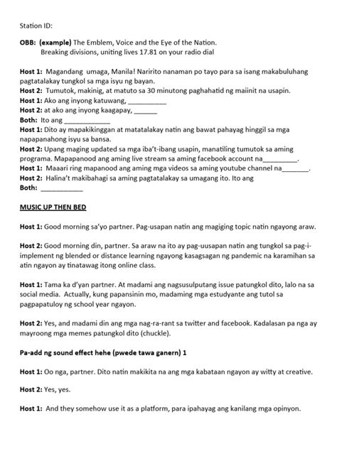 Radio Broad Script Template Pdf