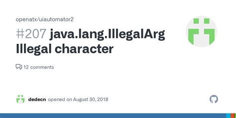 java lang illegalargumentexception illegal character · issue 207