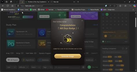 sandeep kumar on linkedin leetcode 365days achievement
